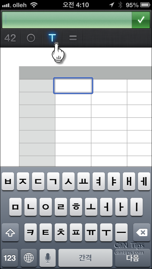 CaN (Computer & Network) Tips :: [iOS용 Numbers] 한 셀에 텍스트를 두 줄 이상 입력하기
